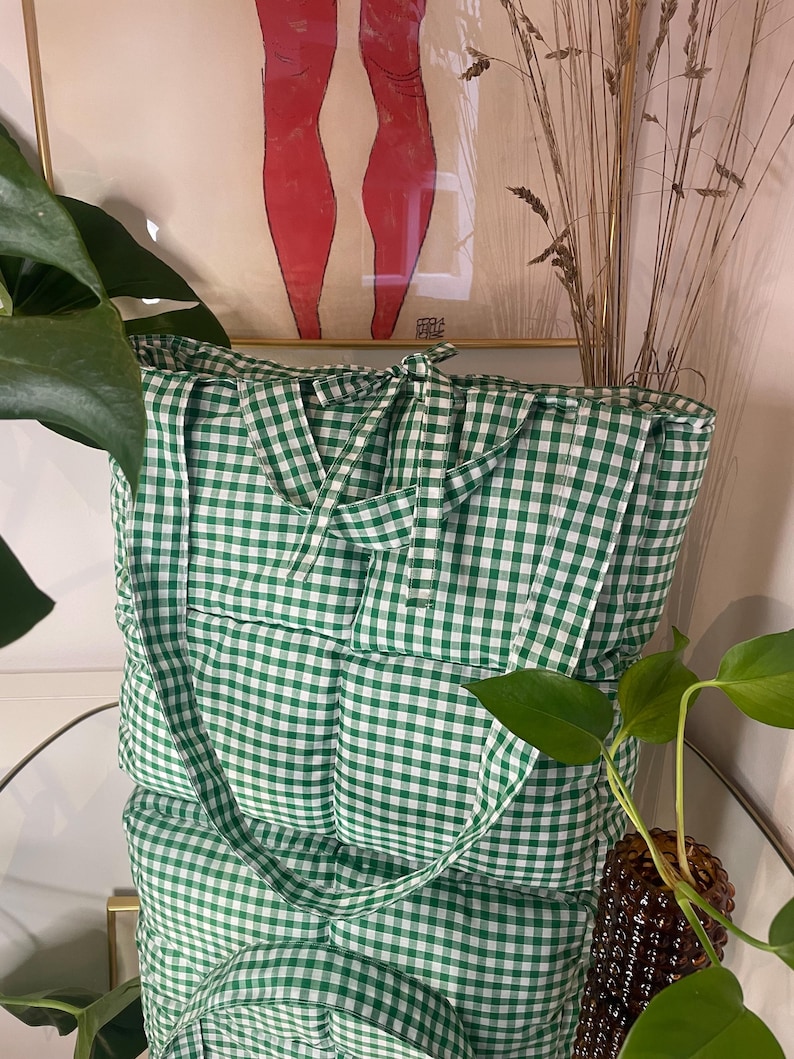 Gingham Quilted Tote Bag - Etsy