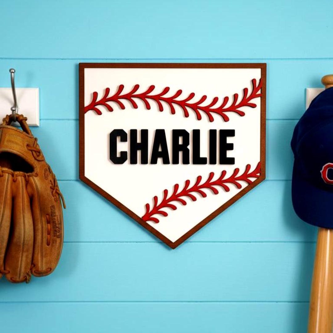 Personalized Baseball Home Plate Sign: Custom Name Wooden Wall Decor - Etsy