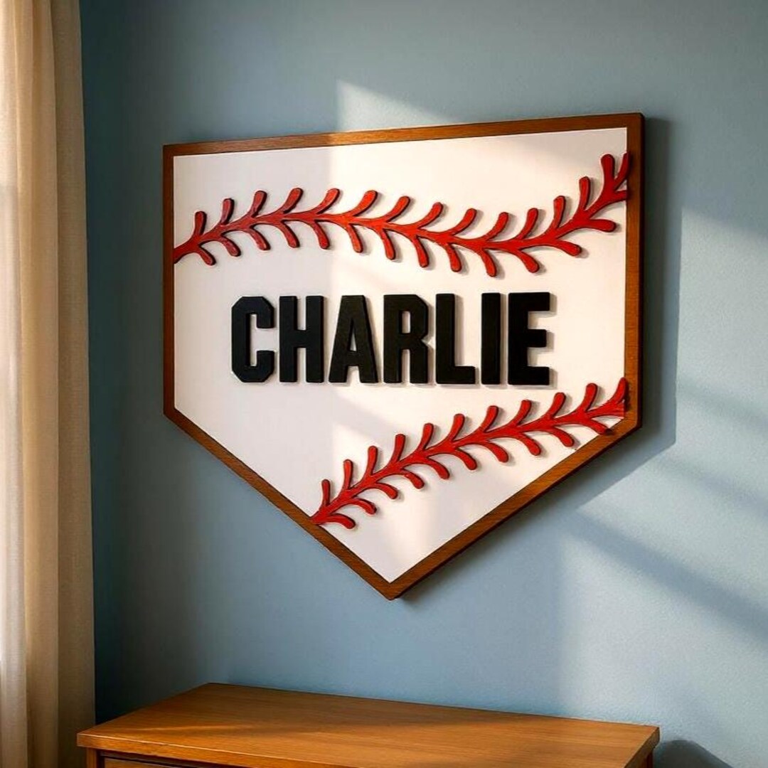 Personalized Baseball Home Plate Sign: Custom Name Wooden Wall Decor - Etsy