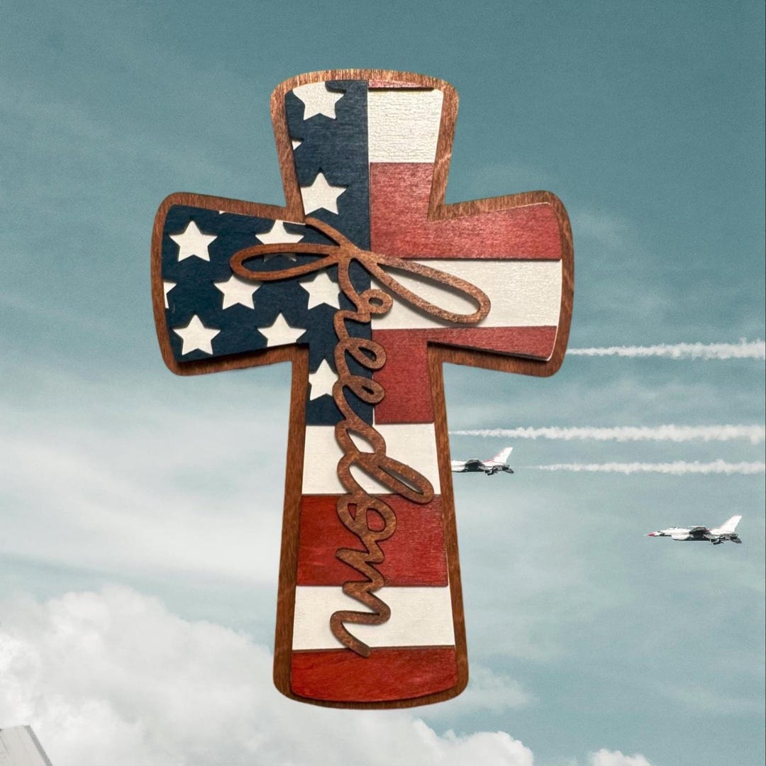Patriotic Wooden Cross Sign: American Flag, Freedom Wall Decor - Etsy