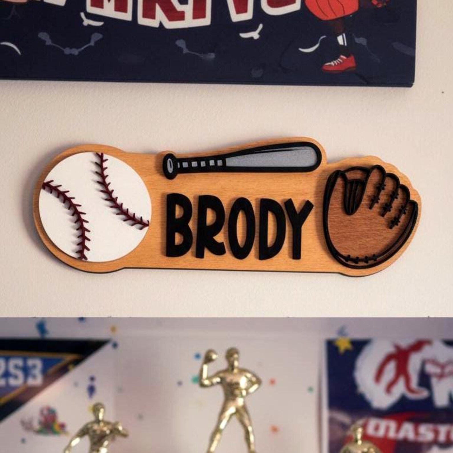 Personalized Baseball Name Sign – Custom Bat, Ball & Glove Cutouts ...