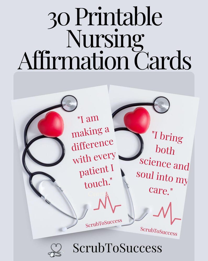 30 Printable Nursing Affirmation Cards: Nurse Self-care (digital ...