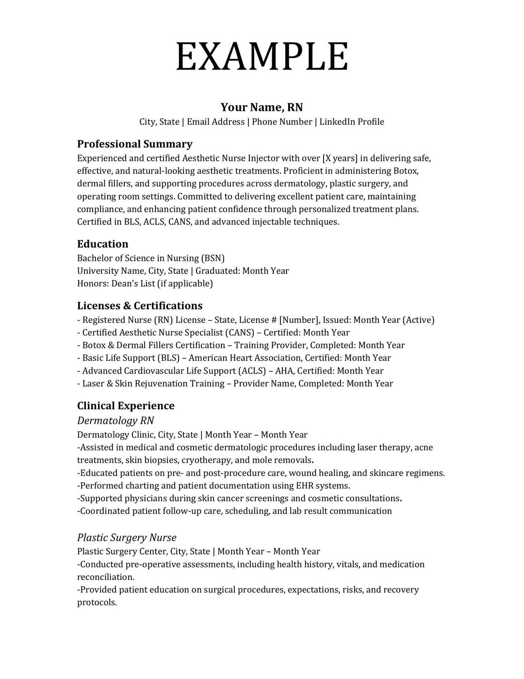 Aesthetic Nurse Resume and Cover Letter| Ats-friendly, Editable, Word ...