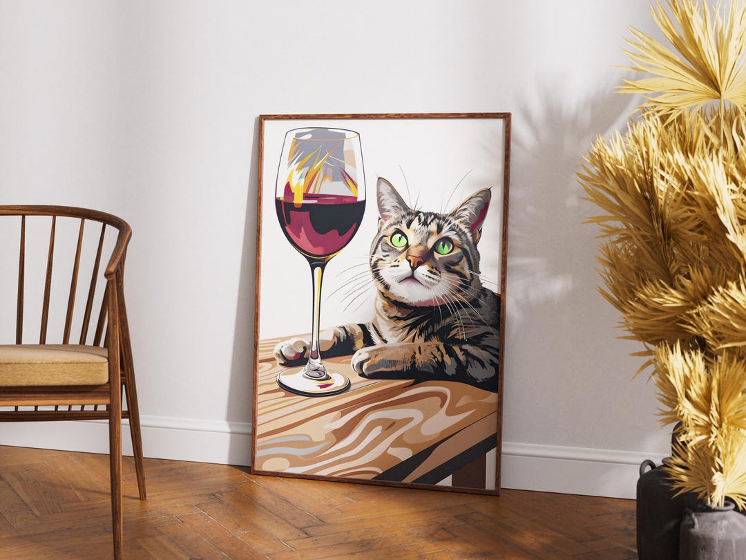 Wine Cat Poster | Cats Kitten Kitty Animal Alcohol Red Wine Drinking ...