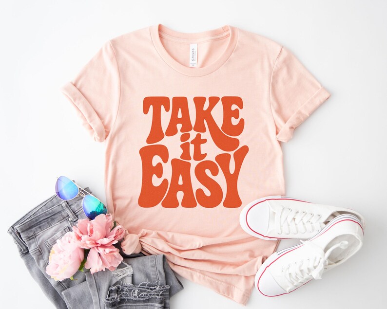 Camiseta "Tómalo con calma", camiseta retro con estilo, camiseta ...