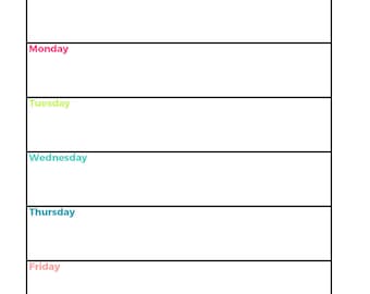Bright Weekly Planner Printable, Week on 1 Page, Undated,letter Size ...