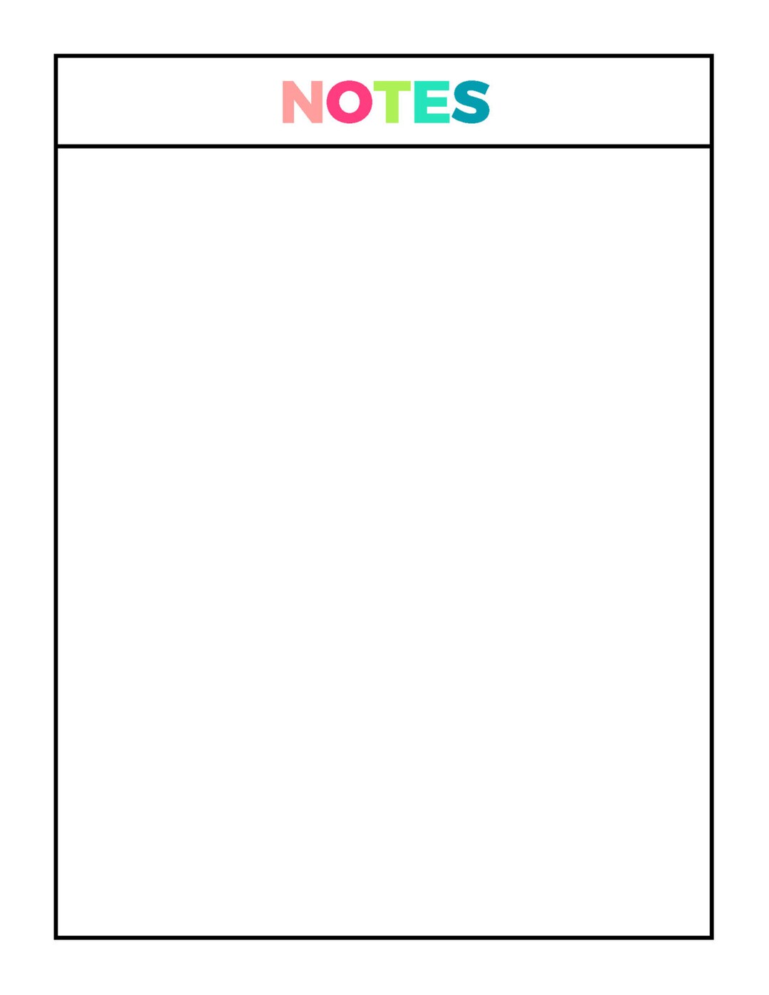 Bright Notes Printable Planner Pages, Household Binder, Letter Sized ...