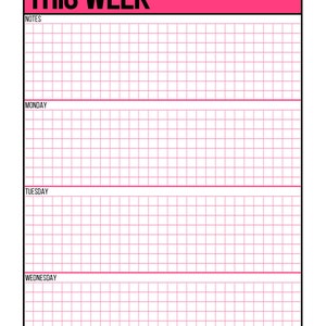 Pink Undated Weekly Horizontal 2 Page Planner Printables, Letter Size ...