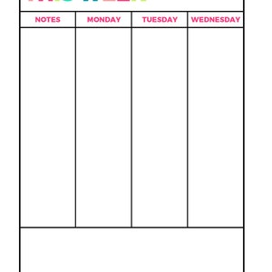 Bright Weekly Planner Printable, Week on 2 Pages, Undated,letter Size ...