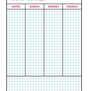 Bright Weekly Planner Printable, Week on 2 Pages, Undated,letter Size ...