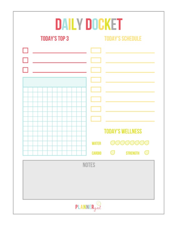 Daily and Weekly Dockets for Planning Letter Size Planning - Etsy