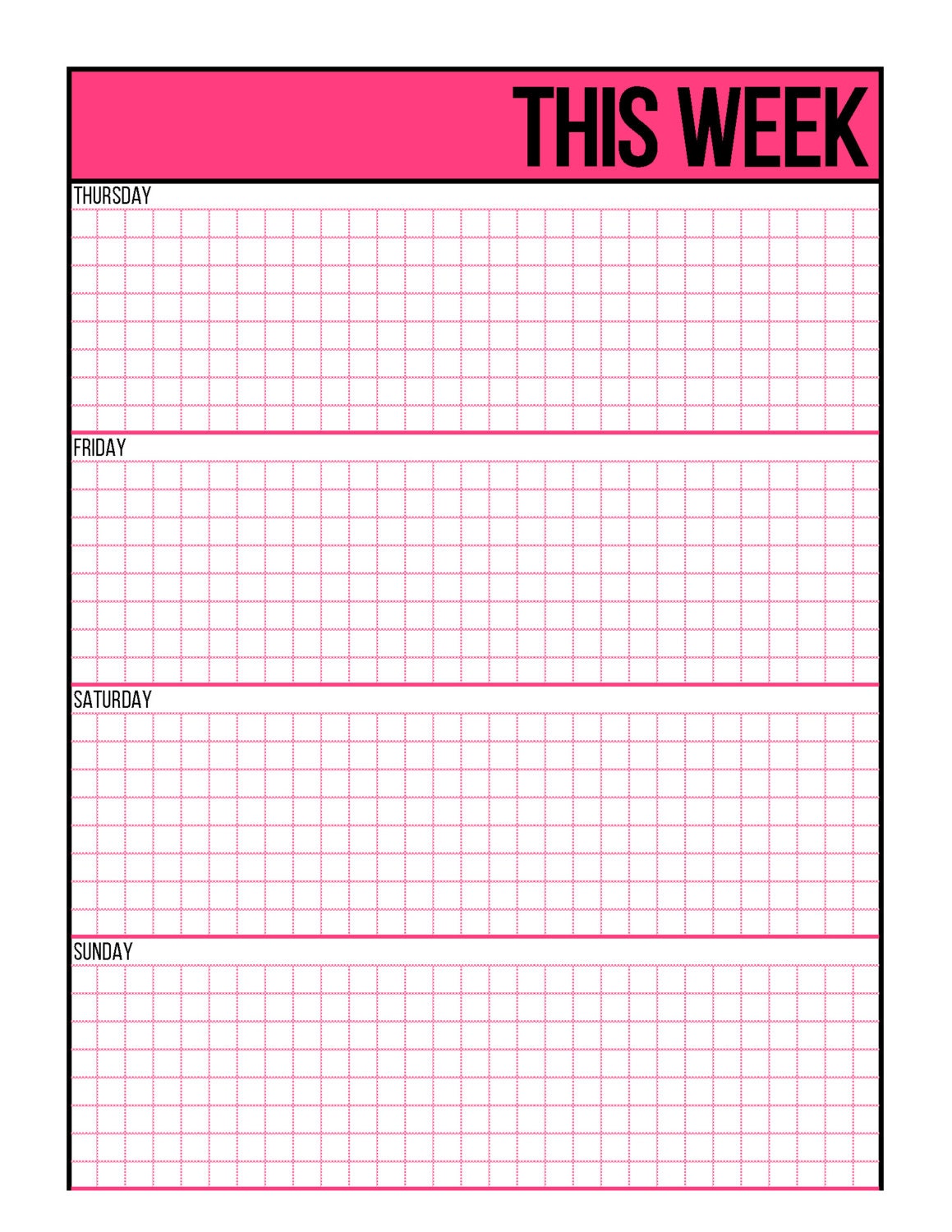 Pink Undated Weekly Horizontal 2 Page Planner Printables, Letter Size ...