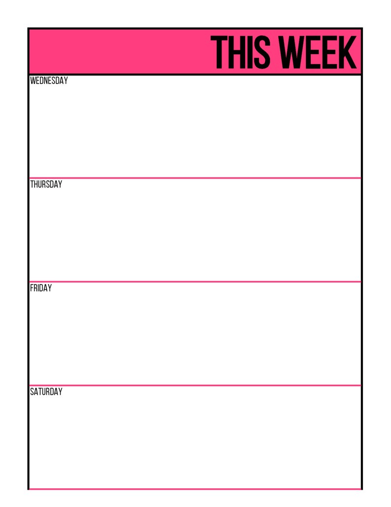 Pink Undated Weekly Horizontal 2 Page Planner Printables, Letter Size ...