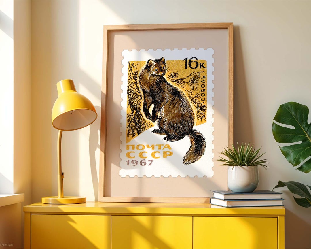 Sable Postage Stamp Printed Poster, 1967 CPA Postal Stamp, Soviet Union ...