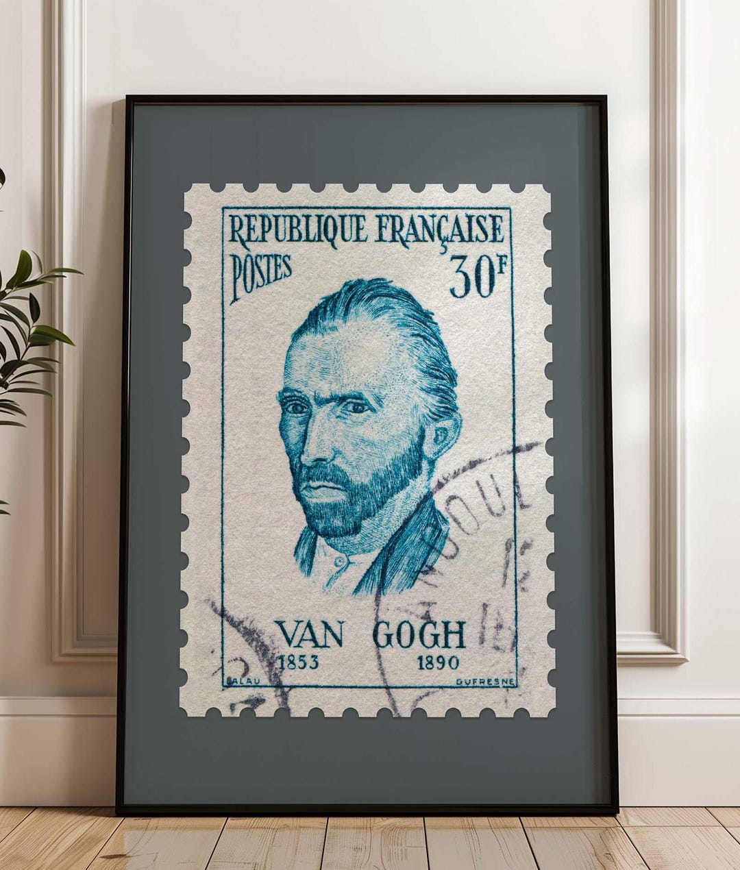 Van Gogh Portrait Stamp Art Print: Vintage Retro Poster (digital ...