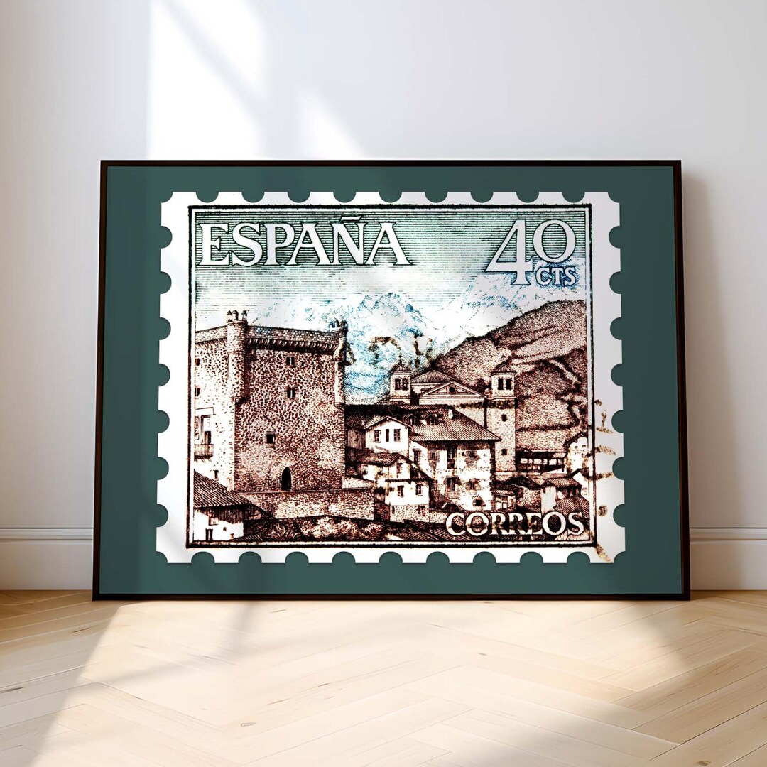 Retro Travel Poster, Spain Art Print, Potes Spain Digital Wall Art ...