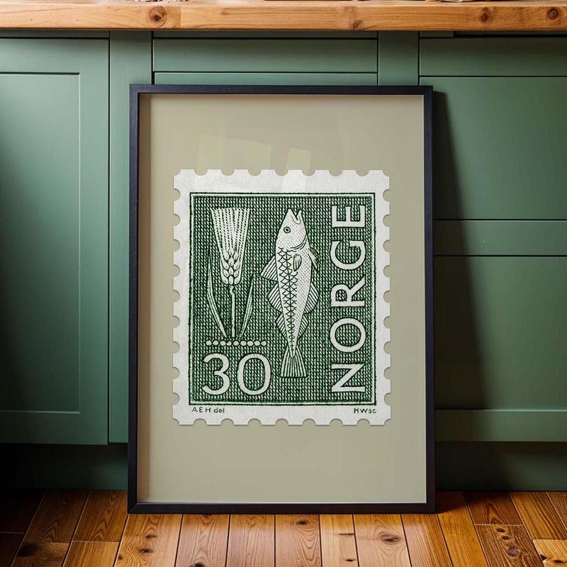 Fish Stamp Poster - Etsy