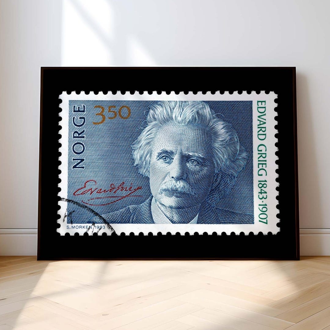 Edvard Grieg Portrait Print: Norway Stamp Art (digital Download) - Etsy