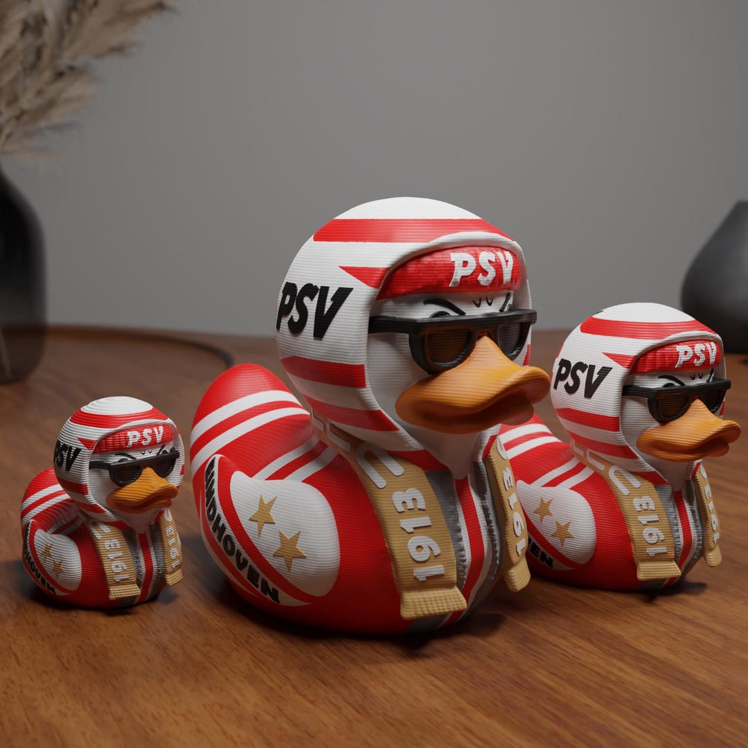 PSV Duck Figurine – Funny Football Desk Decor, Eindhoven Fan Gift, Rubber Duck Alternative, 3D ...