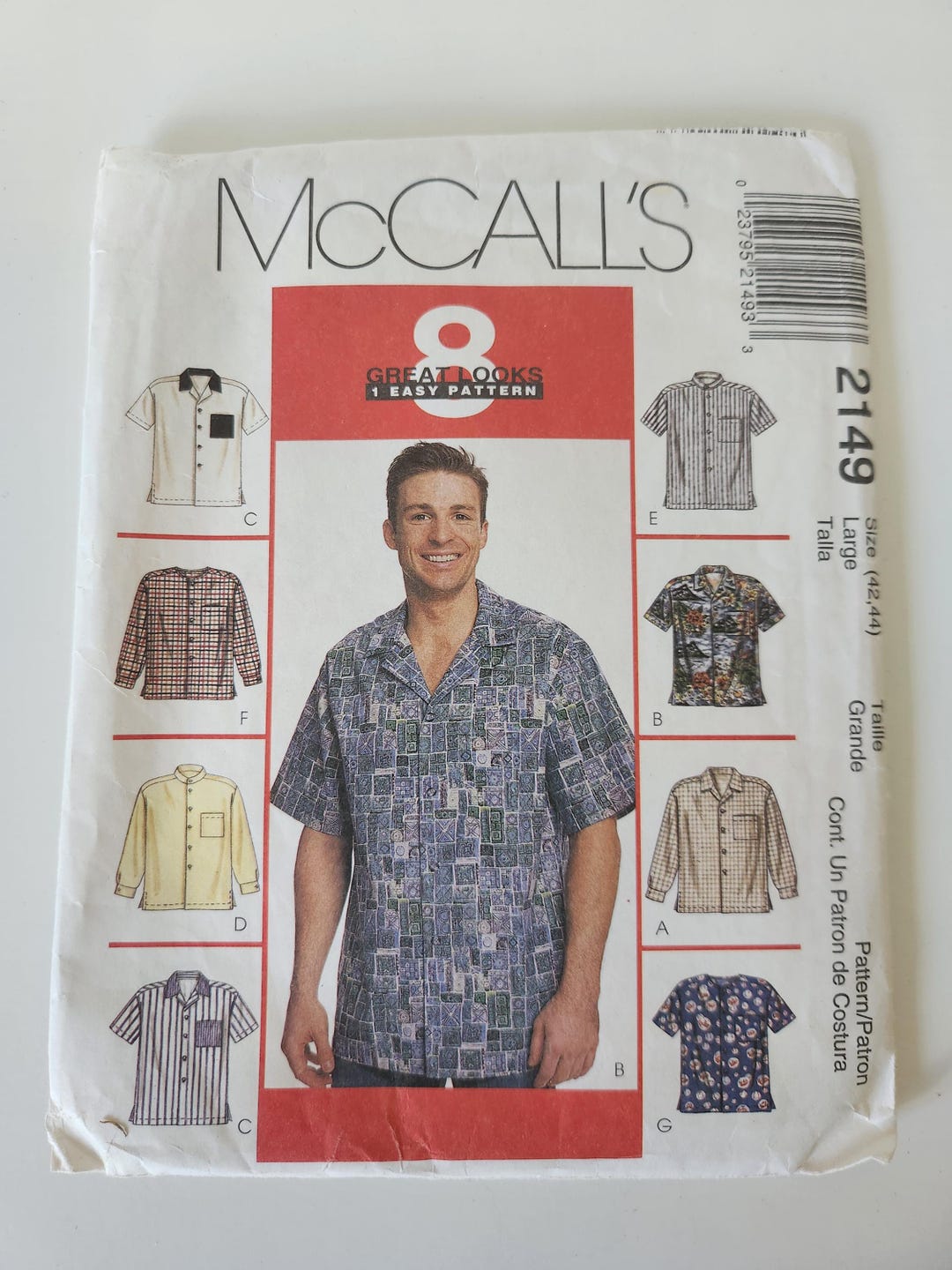 Vintage OOP Mccall's 2149 Men's Shirt Sewing Pattern, Size Large - Etsy