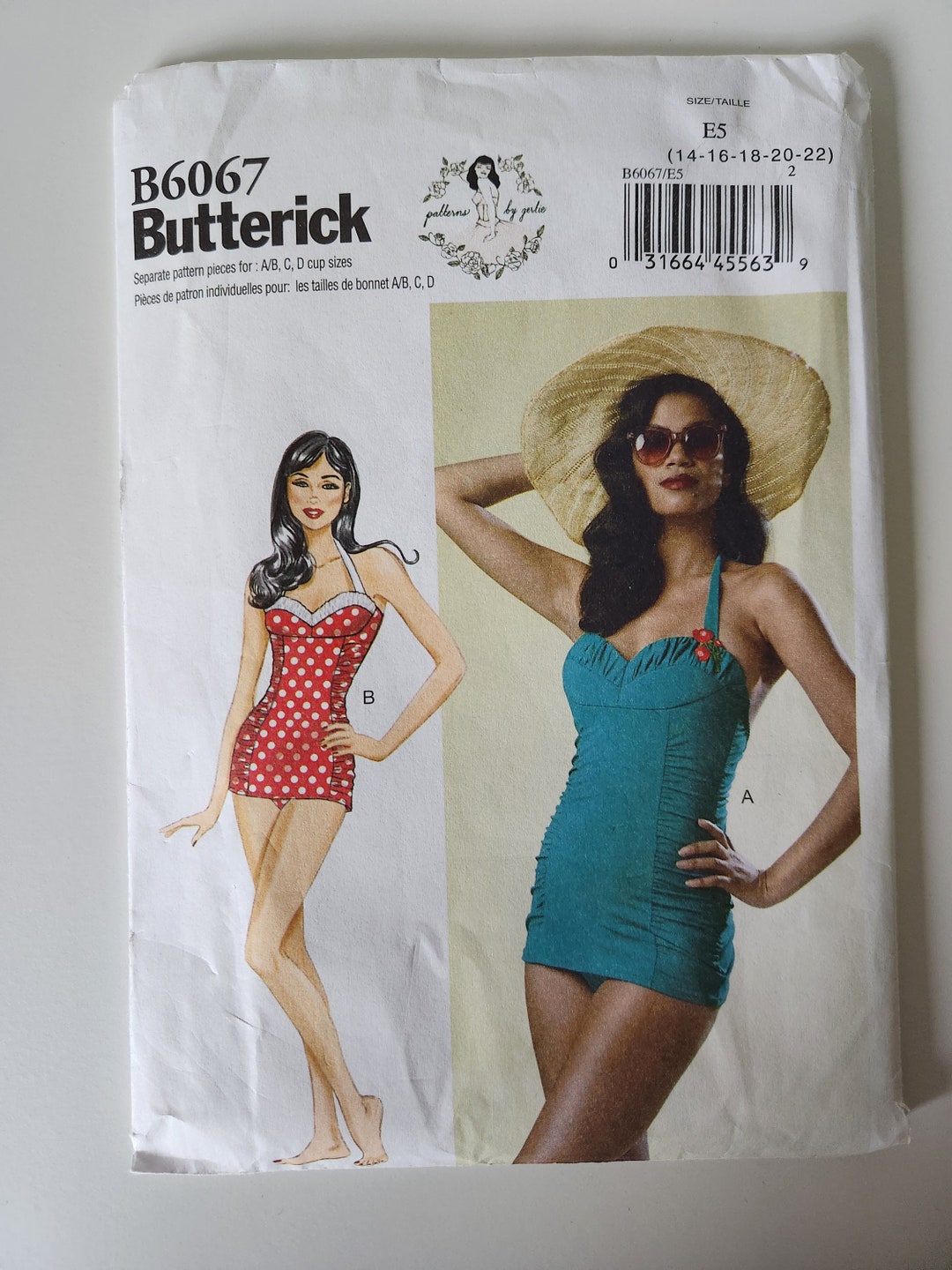 OOP Butterick B6067 Gertie Swimsuit Sewing Pattern, Size 14-16-18-20-22 ...