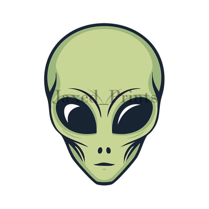Alien Head Clipart - Sci-fi Svg, Png, Jpg | Green Martian Face Art ...