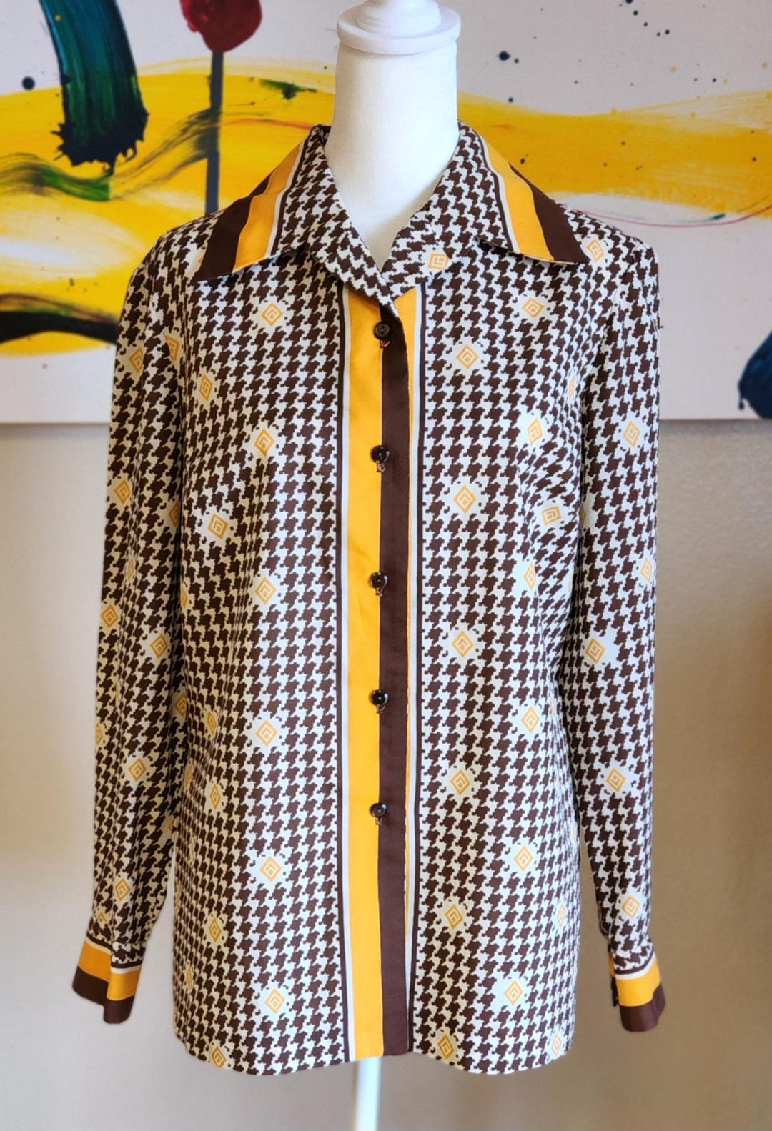Vintage Mod Print Alex Coleman Blouse. 40" Bust - Etsy