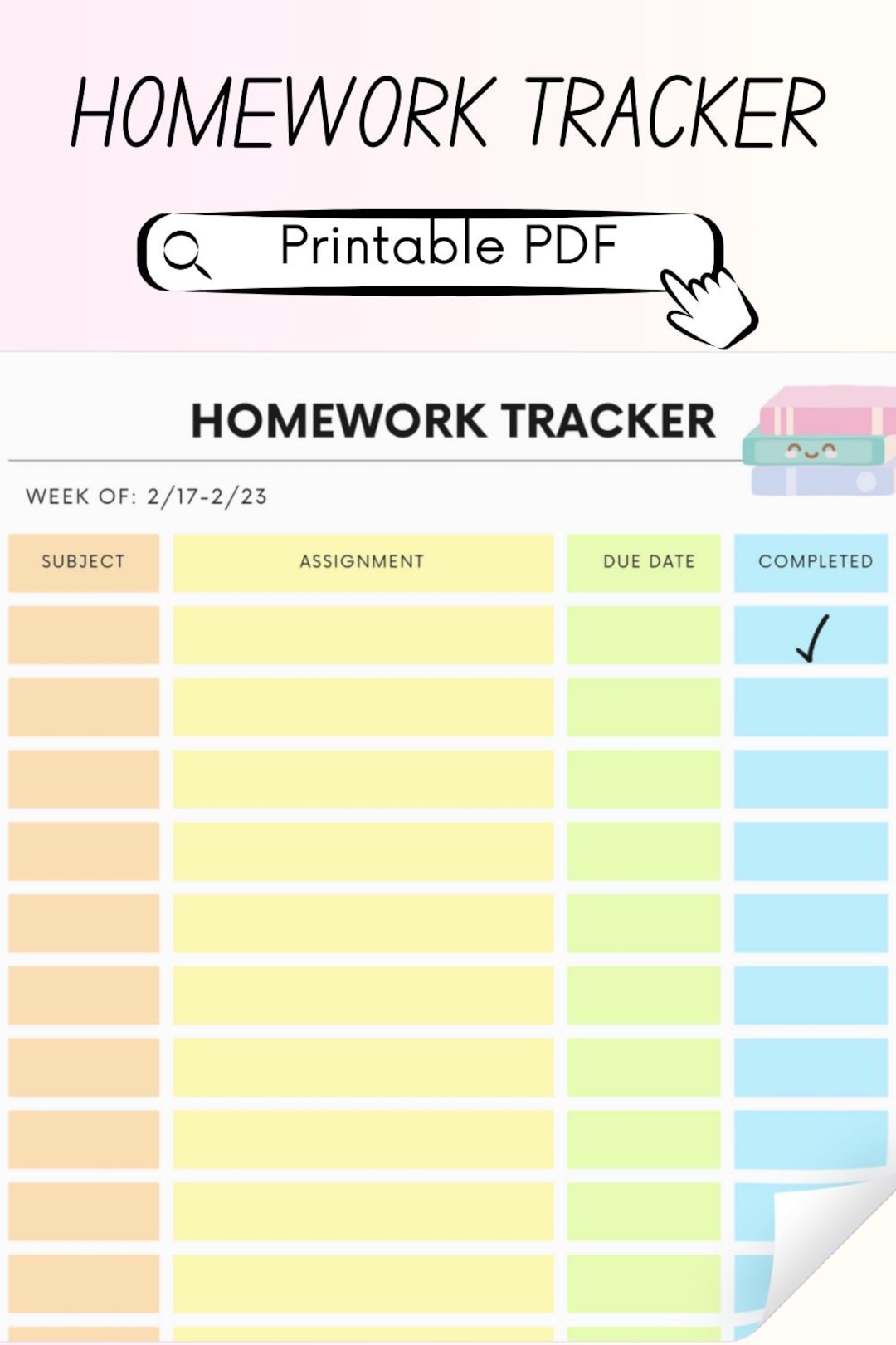 Printable Homework Tracker, Homework Planner, Homework Log, Homework ...