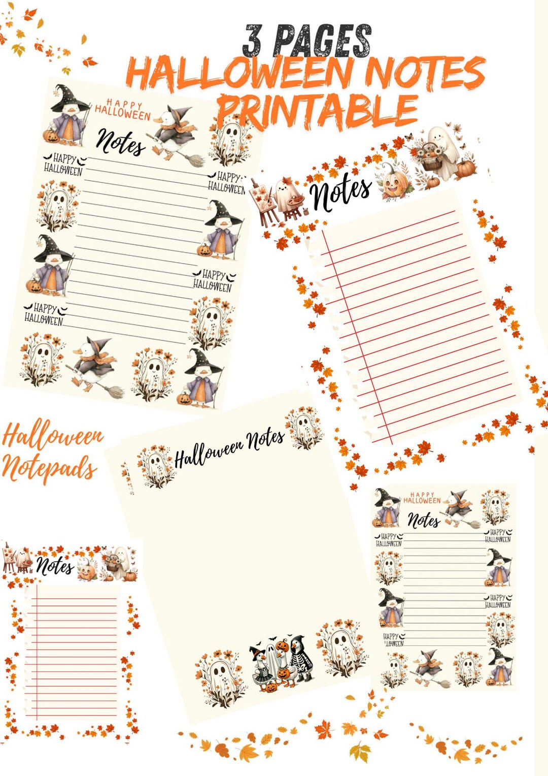 Halloween Notepad Printable: 3 Watercolor Designs (PDF Download) - Etsy