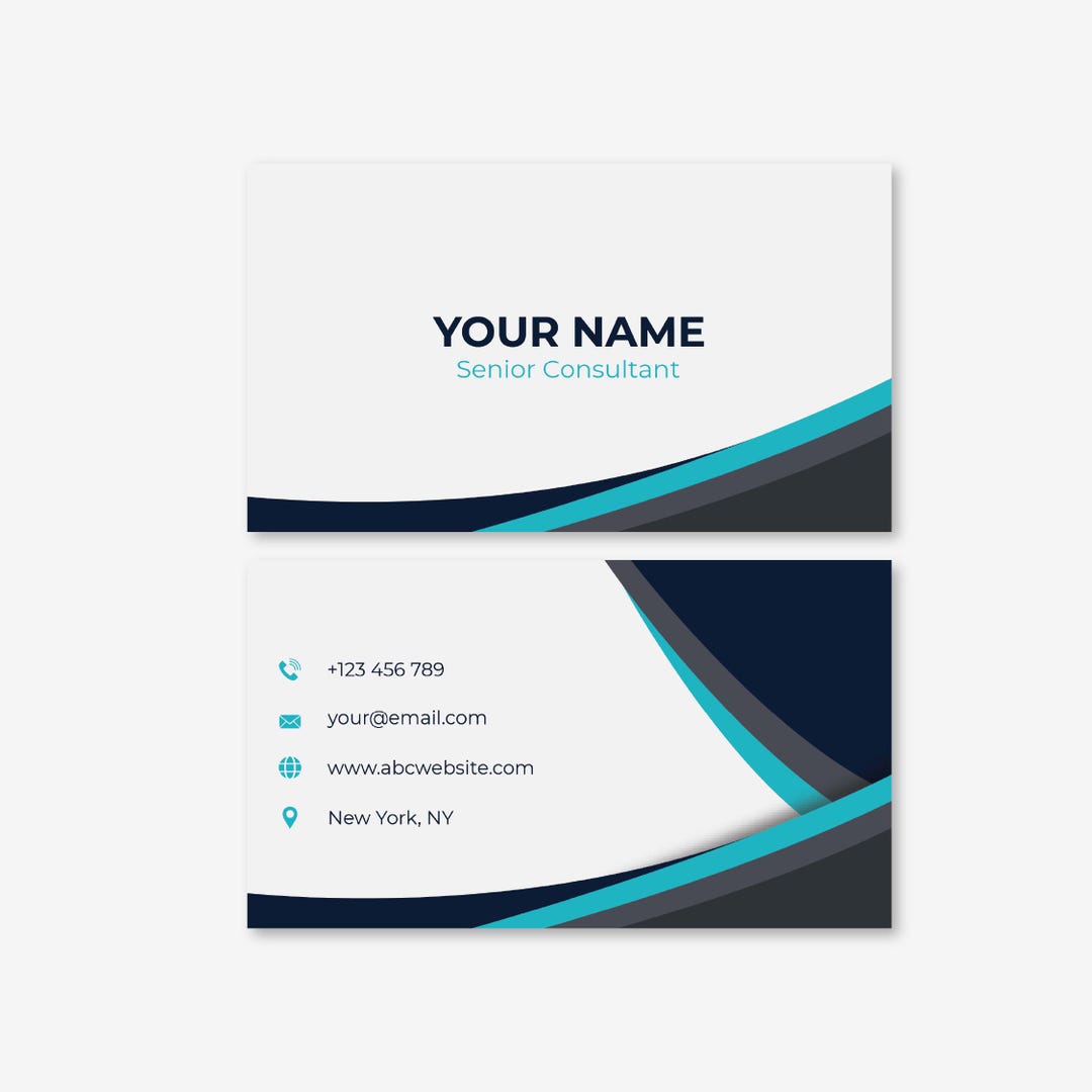 Editable Canva Business Card Template, Clean Corporate Visiting Card ...