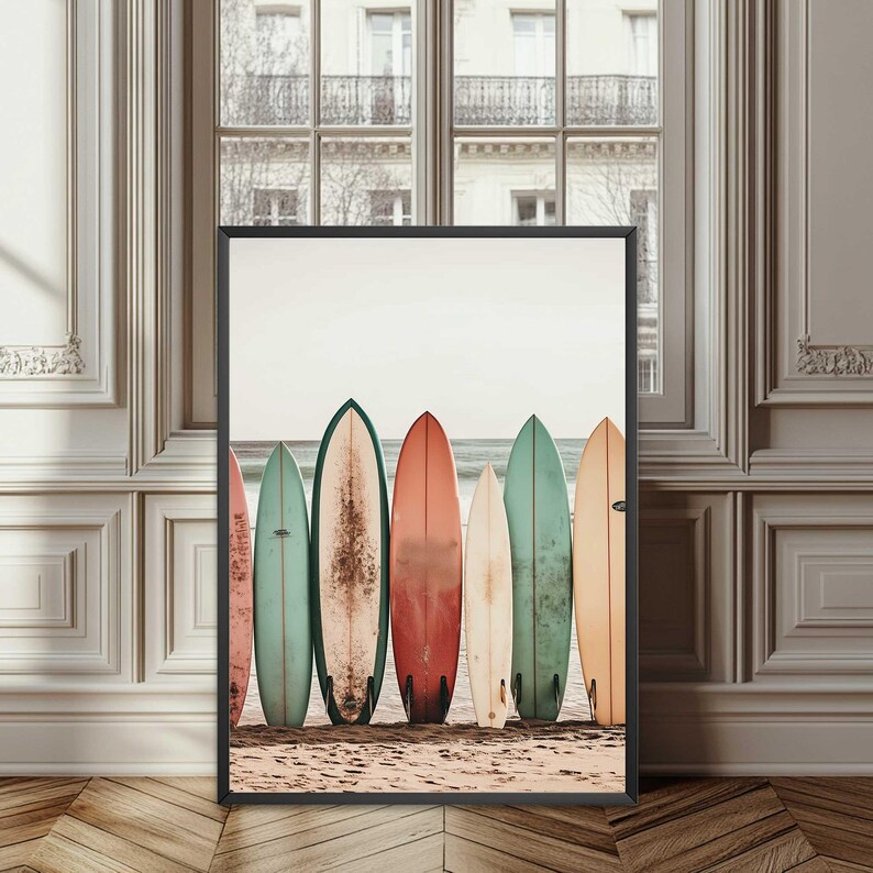 Vintage Surfboard Poster, Surf Print, Surfers Wall Art, Beach & Coastal ...