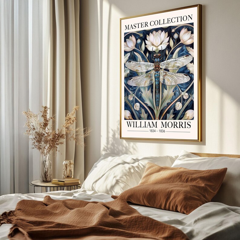 William Morris Dragonfly Print: Vintage Art Nouveau Botanical Decor - Etsy