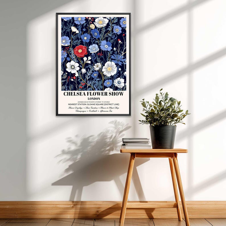 Blue Floral Print Vintage London Flower Wall Art Blue Room Prints - Etsy