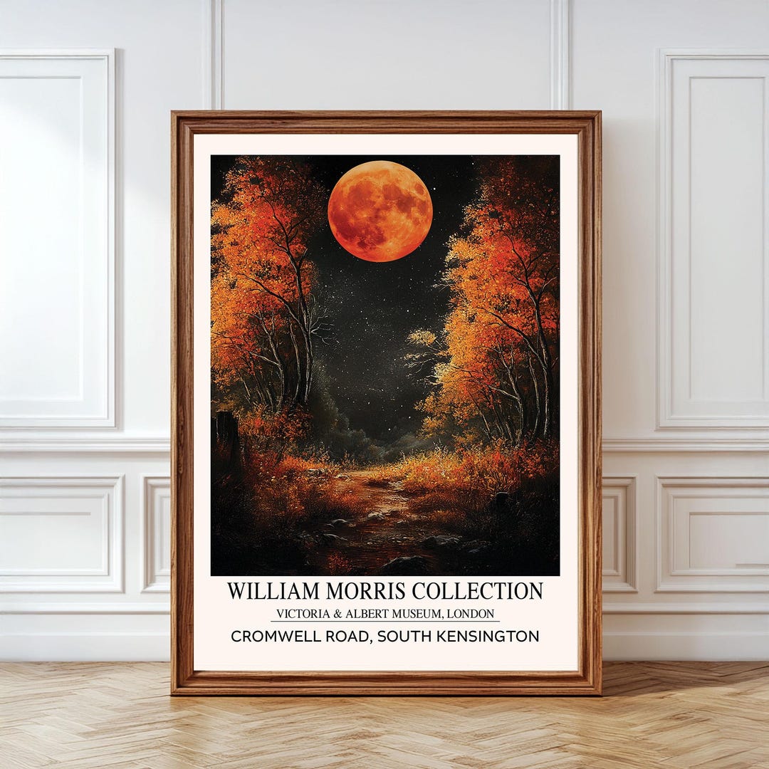 Blood Moon Art Print Autumn Forest Mystical Fall Night Dark Academia ...