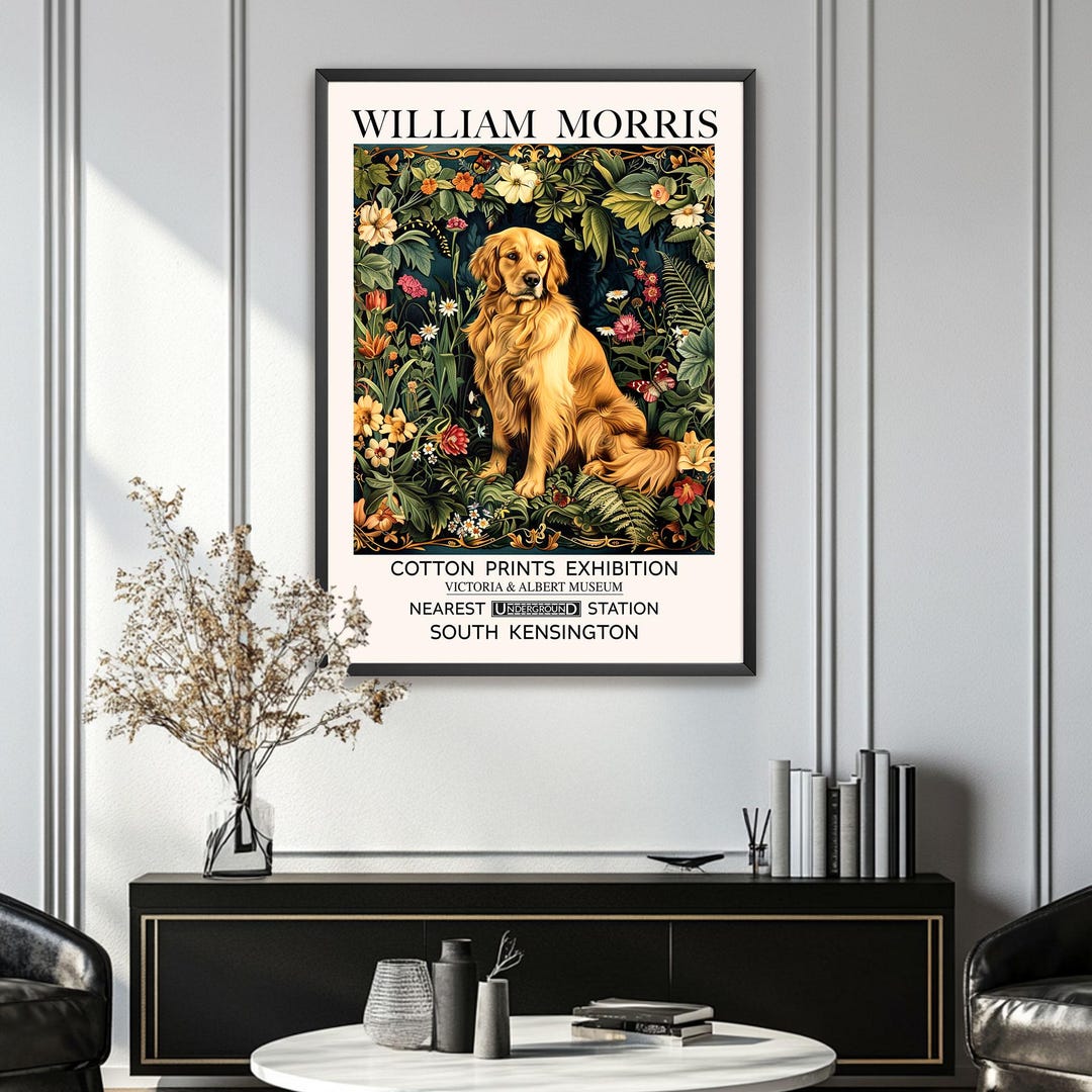 Golden Retriever William Morris Print: Dog Breed Wall Art - Etsy