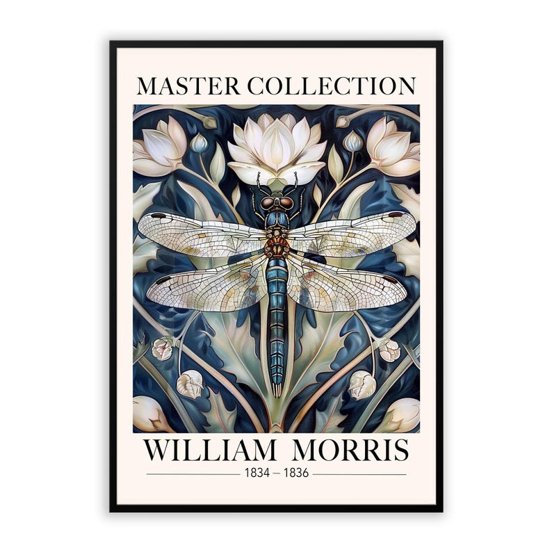 William Morris Dragonfly Print: Vintage Art Nouveau Botanical Decor - Etsy