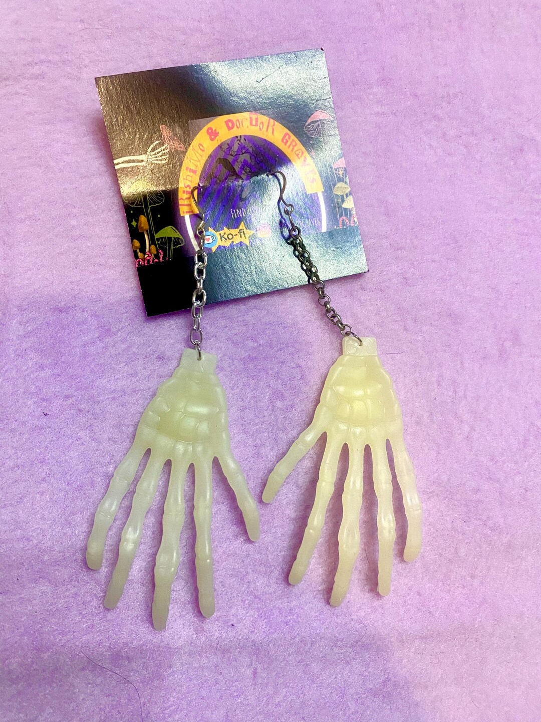 Glow in the Dark Skeleton Hands Earrings - Etsy