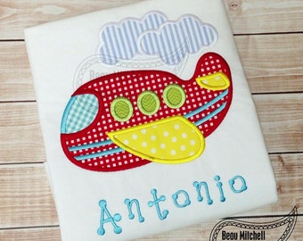 Plane Applique Embroidery Design | Etsy