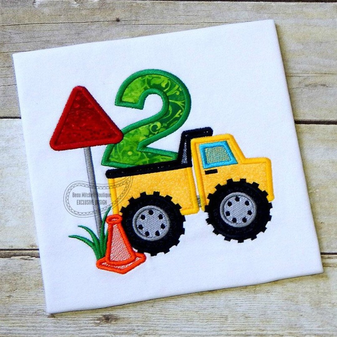 Construction Number 2 Dump Truck Applique A BMB EXCLUSIVE Design - Etsy
