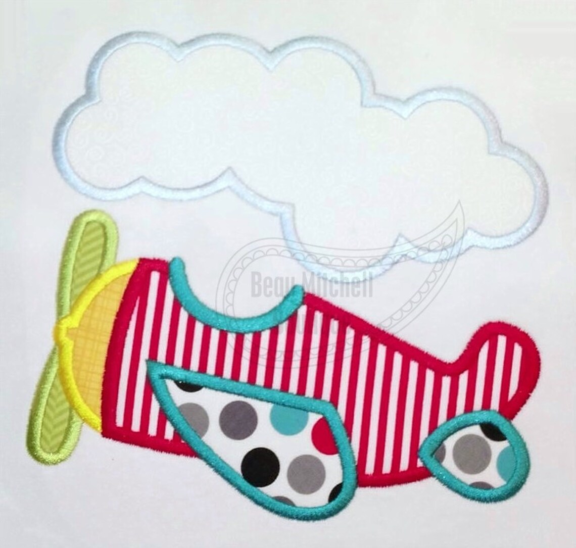 Plane Applique Embroidery Design - Etsy