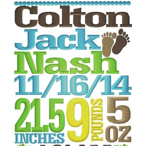 Custom Birth Design Digital Embroidery Design - Etsy