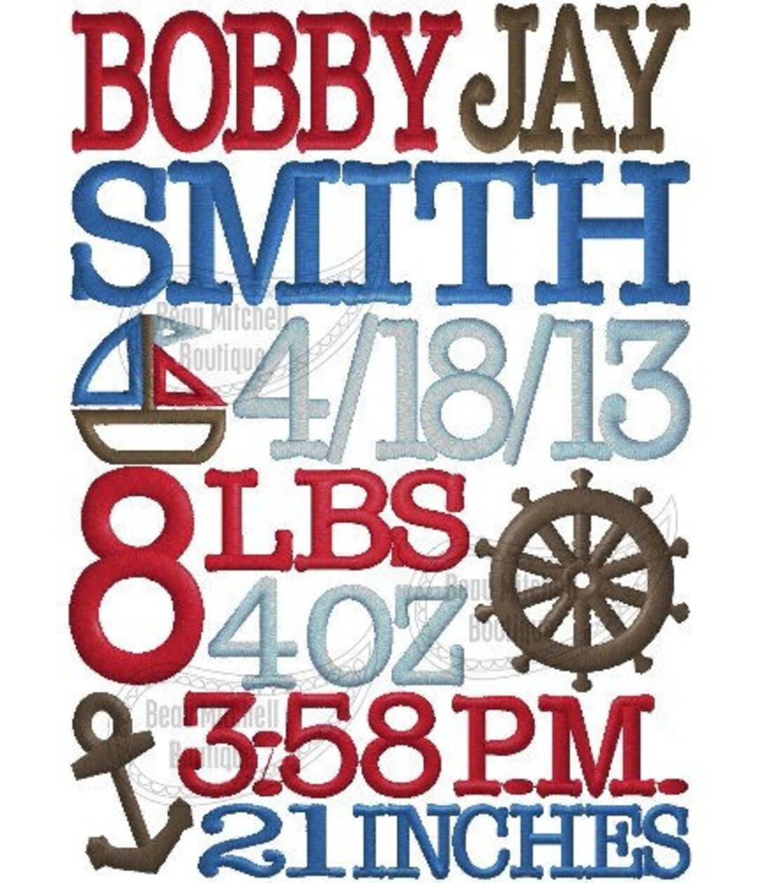 Custom Birth Design Digital Embroidery Design - Etsy