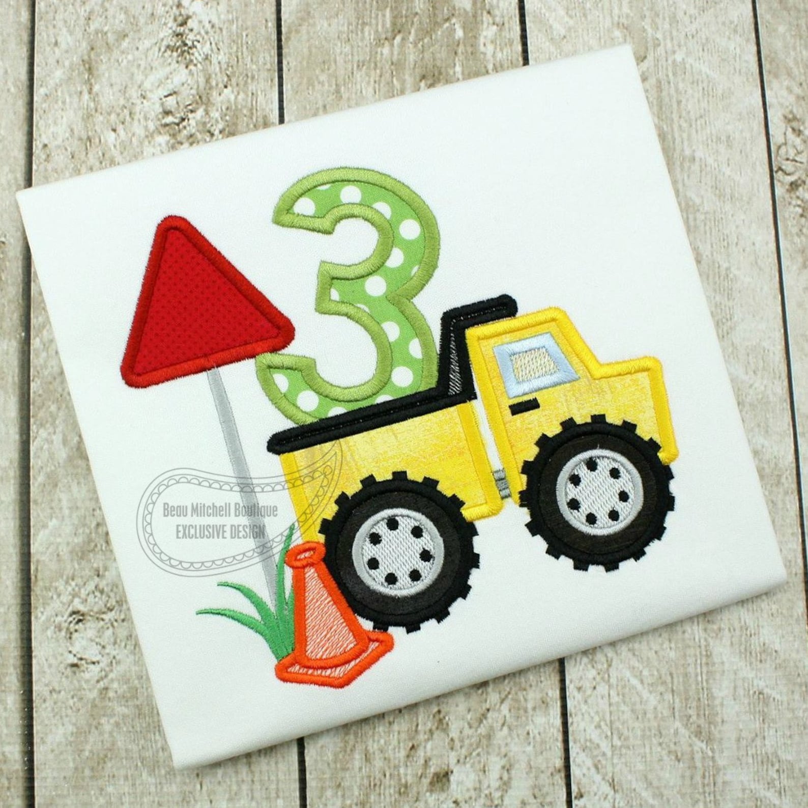 Construction Number 3 Dump Truck Applique - A BMB EXCLUSIVE Design! - Etsy