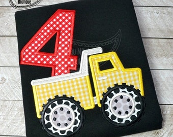 Construction Number 4 Dump Truck Applique A BMB EXCLUSIVE | Etsy