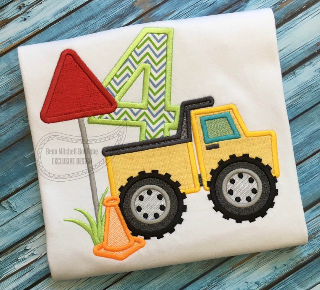Construction Number 4 Dump Truck Applique - A BMB EXCLUSIVE Design! - Etsy