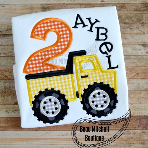 Construction Number 2 Dump Truck Applique A BMB EXCLUSIVE - Etsy