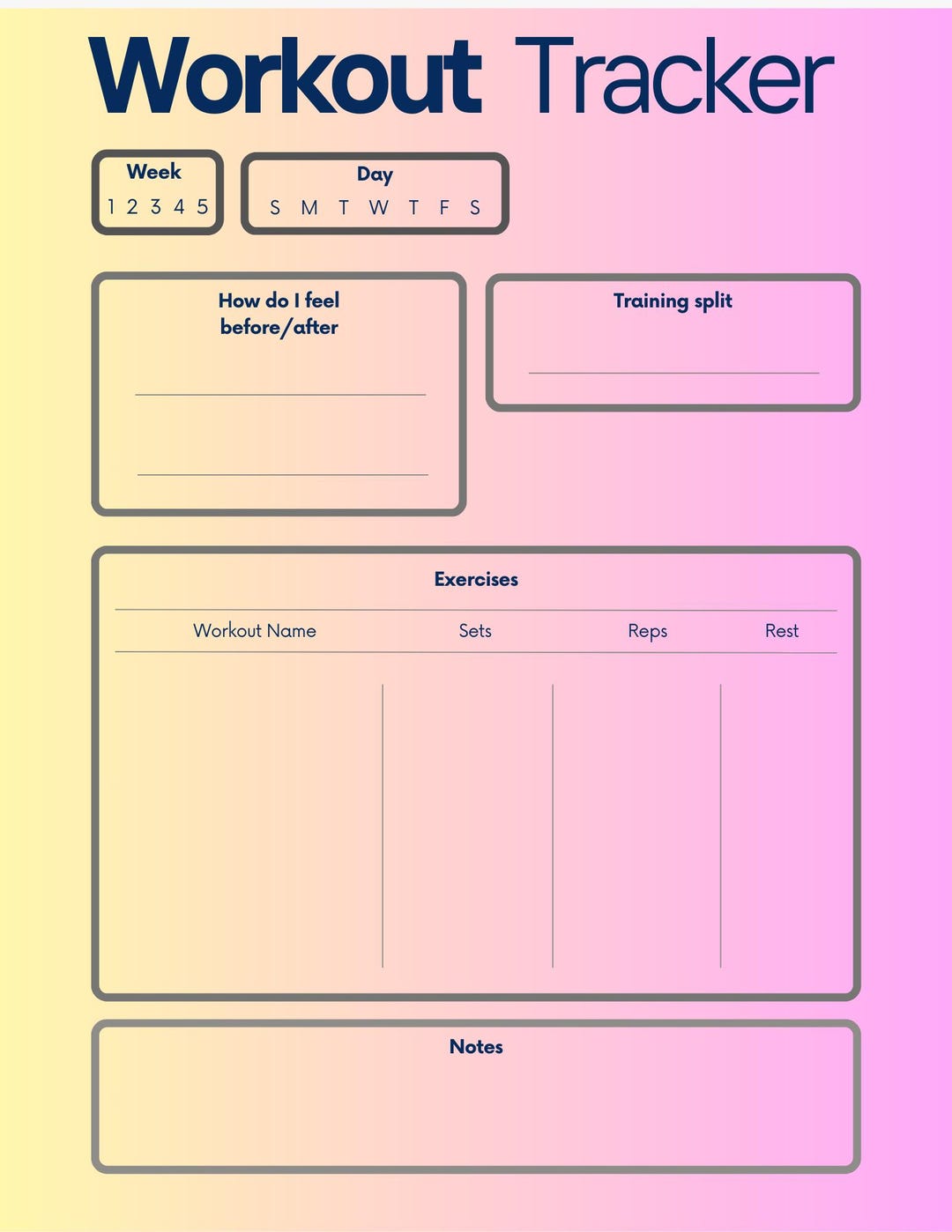 Fillable Workout Planner, PDF Fillable or Print It off to Track Your ...