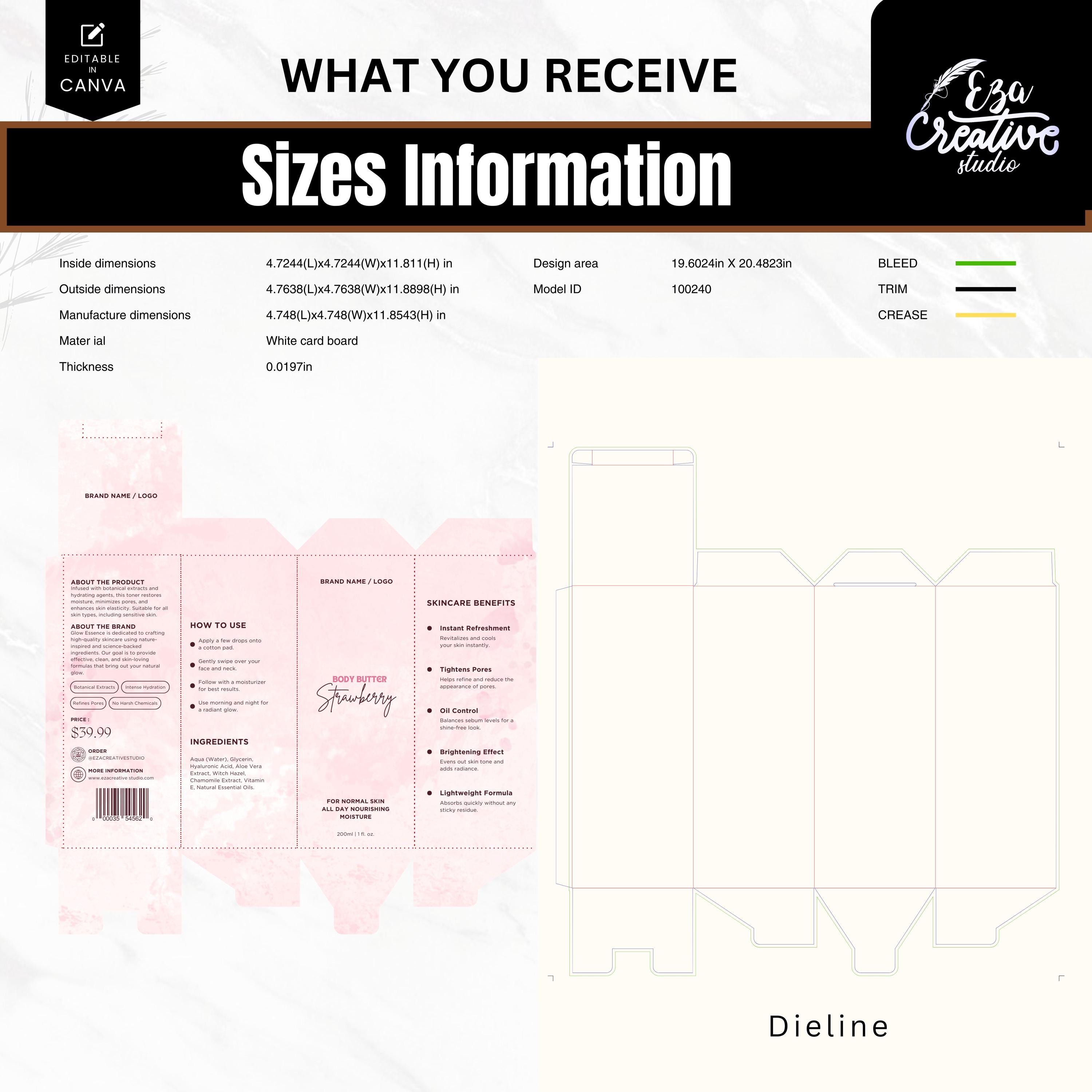 Cosmetic Packaging Box Template, Editable Custom Packaging for Beauty ...