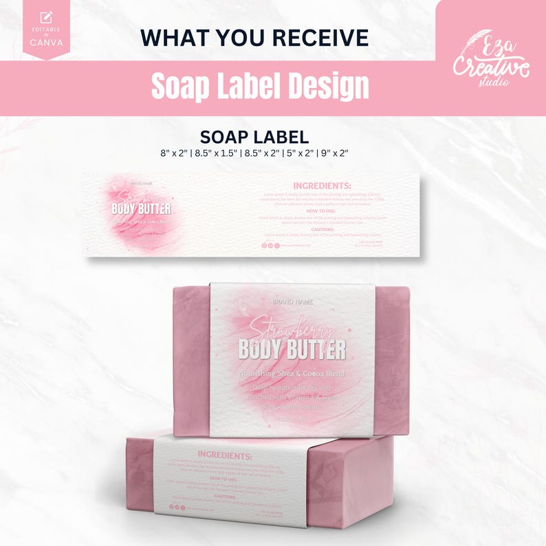 Editable Cosmetic Label Template | Custom Body Butter & Skincare Labels ...