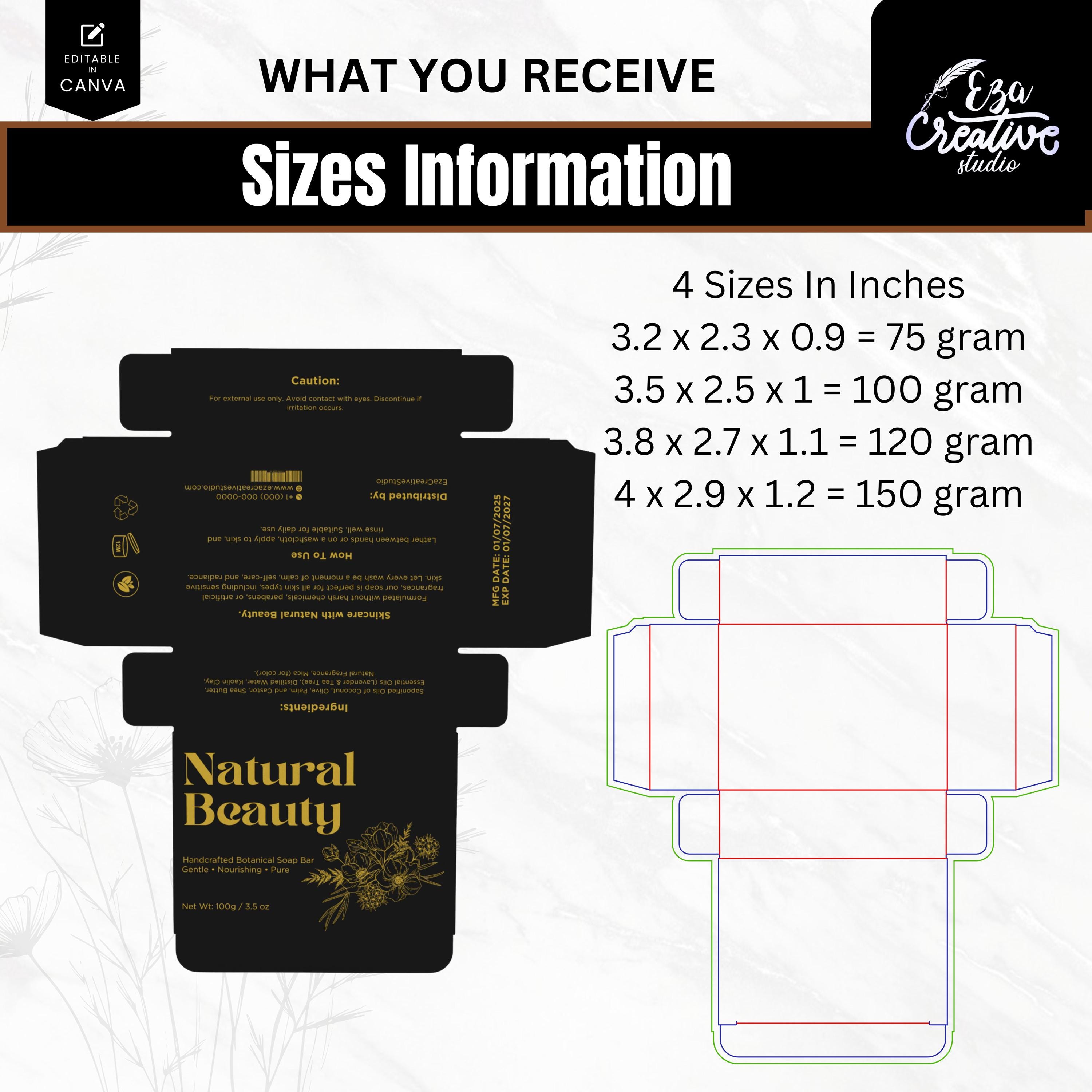 Editable Soap Box Custom Cosmetic Packaging Template for Beauty Branding, Natural & Handmade ...